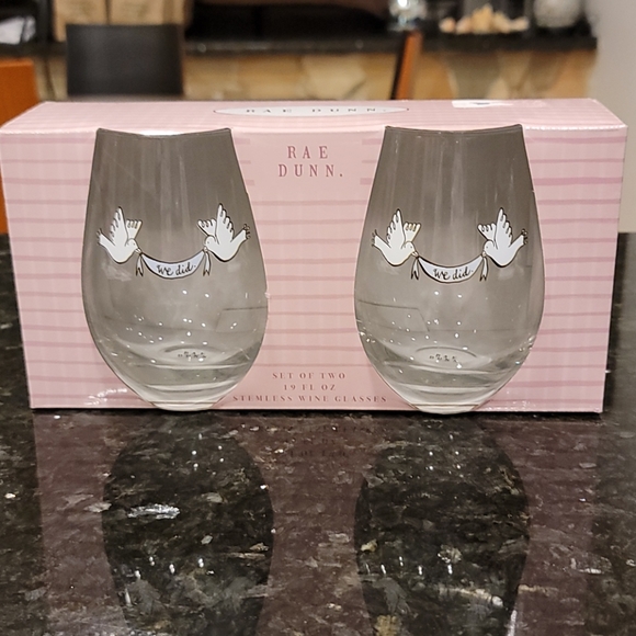 Rae Dunn | Dining | Rae Dunn Wedding We Did Stemless Wine Glasses ...